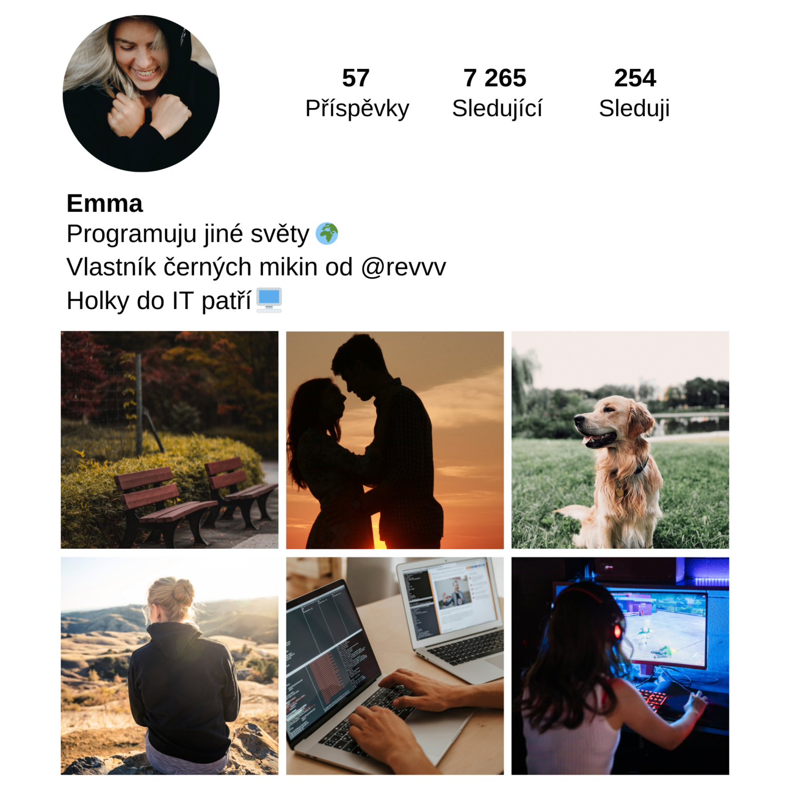 Instagramy hlavních postav – Humbook