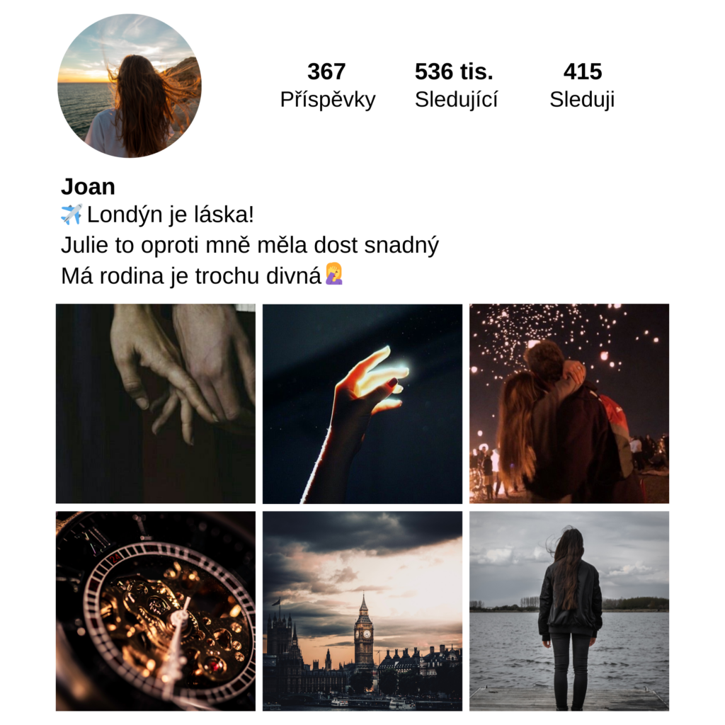 Instagramy hlavních postav – Humbook